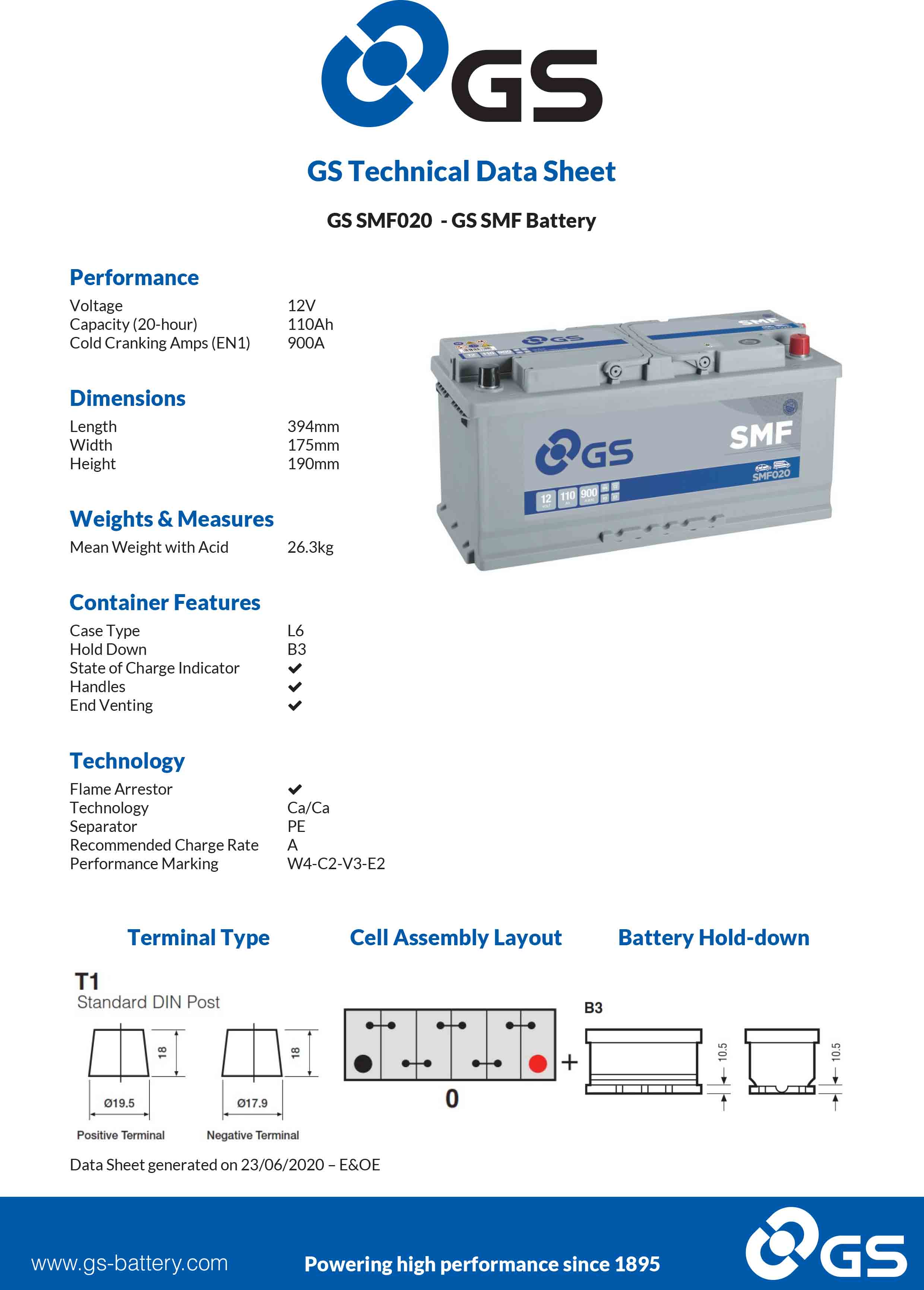 020 GS SMF BATTERY