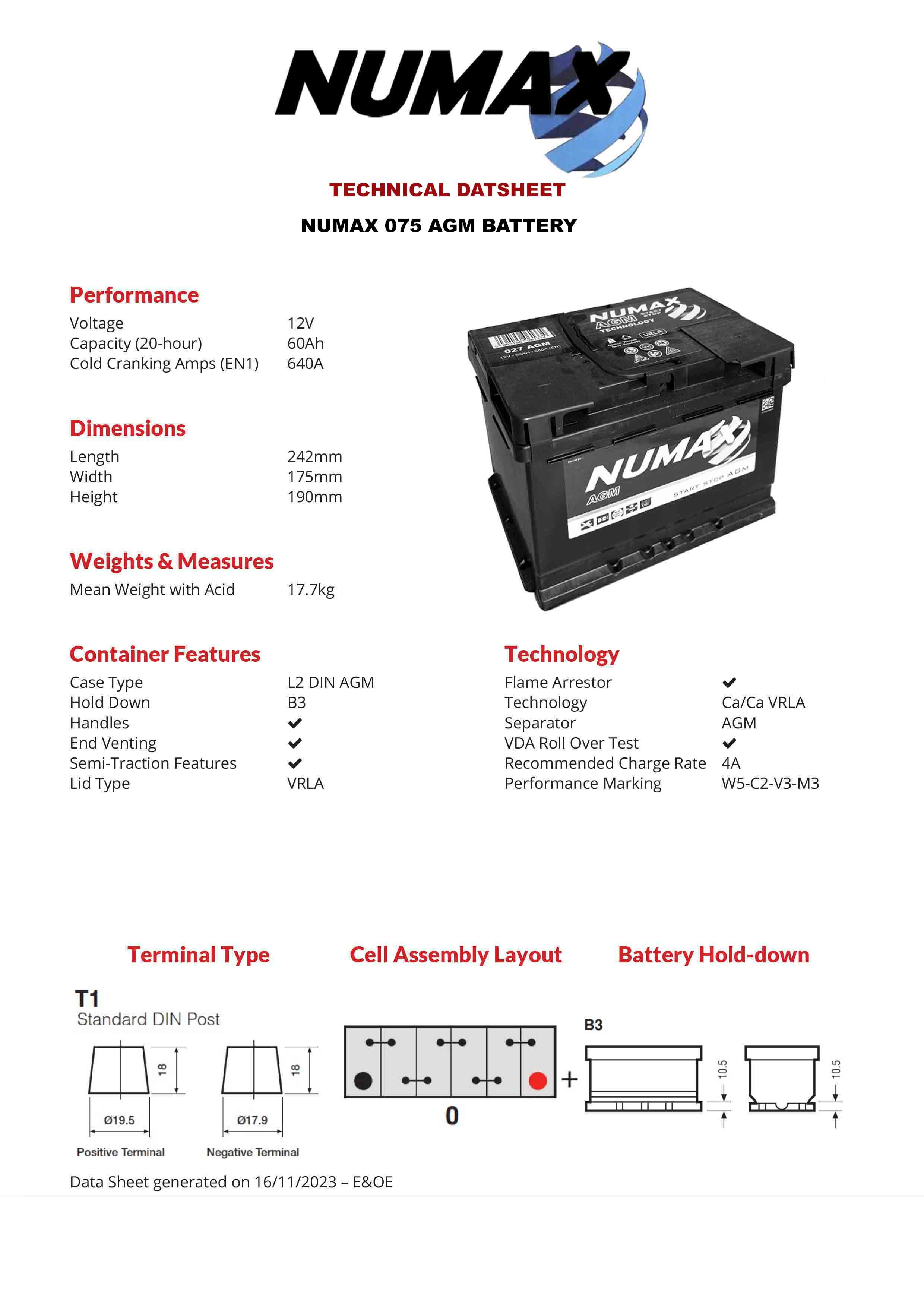 075 AGM STOP-START BATTERY